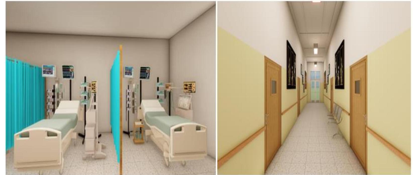 A pictorial representation of the icu corridor rooms with
