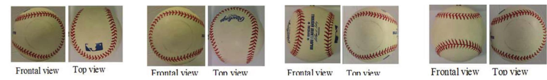 Seam positions (rawlings major league baseball): (a)