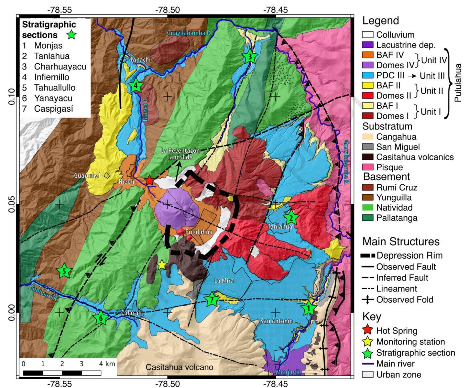 Geological map of the pululahua dome complex showing