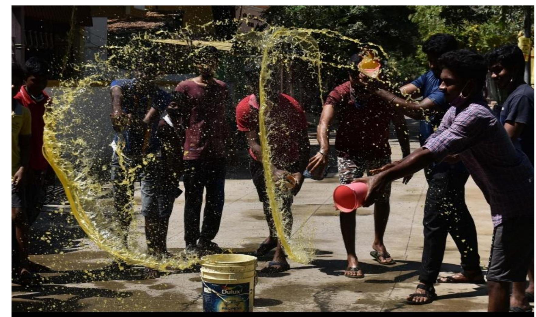 Spraying turmeric water as precautionary measure, april 202(
