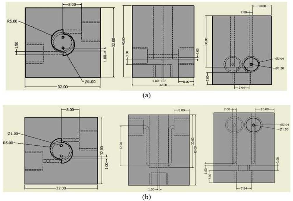 Details of meso-scale vortex combustor design (a) without