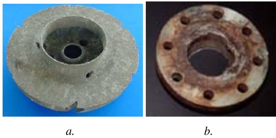 A. pitting corrosion; b. crevice corrosion. different types