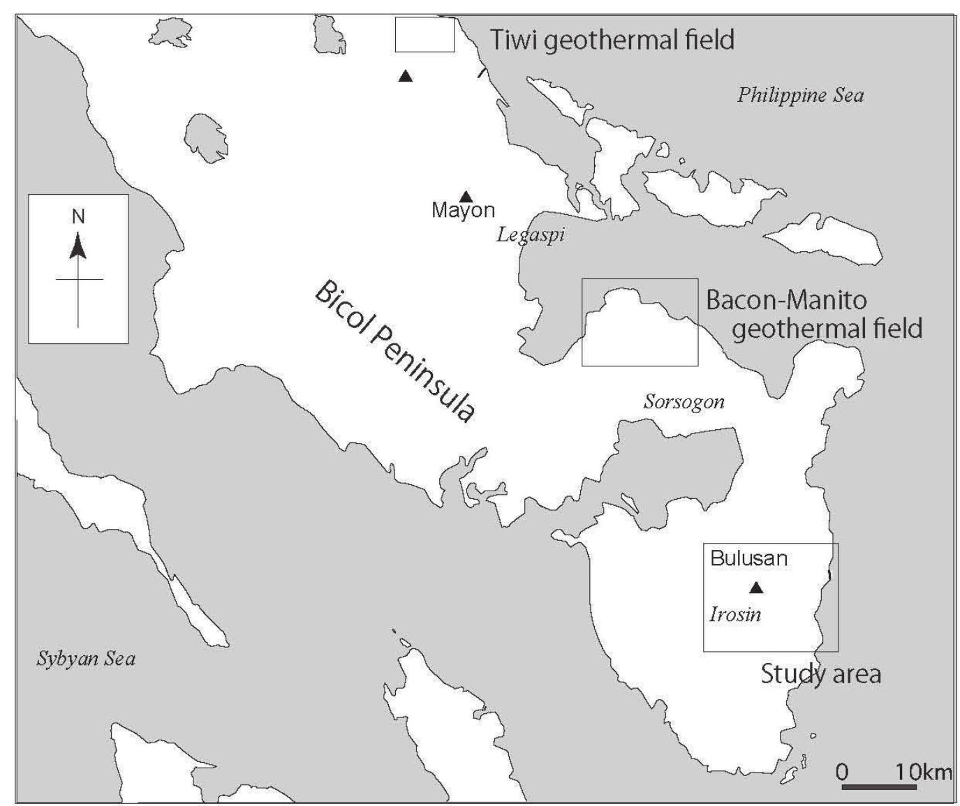Location of bulusan volcanoic area with showing two