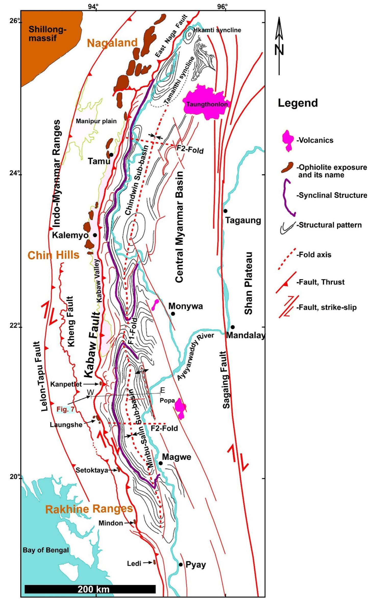 Structural map of the kabaw fault showing the related