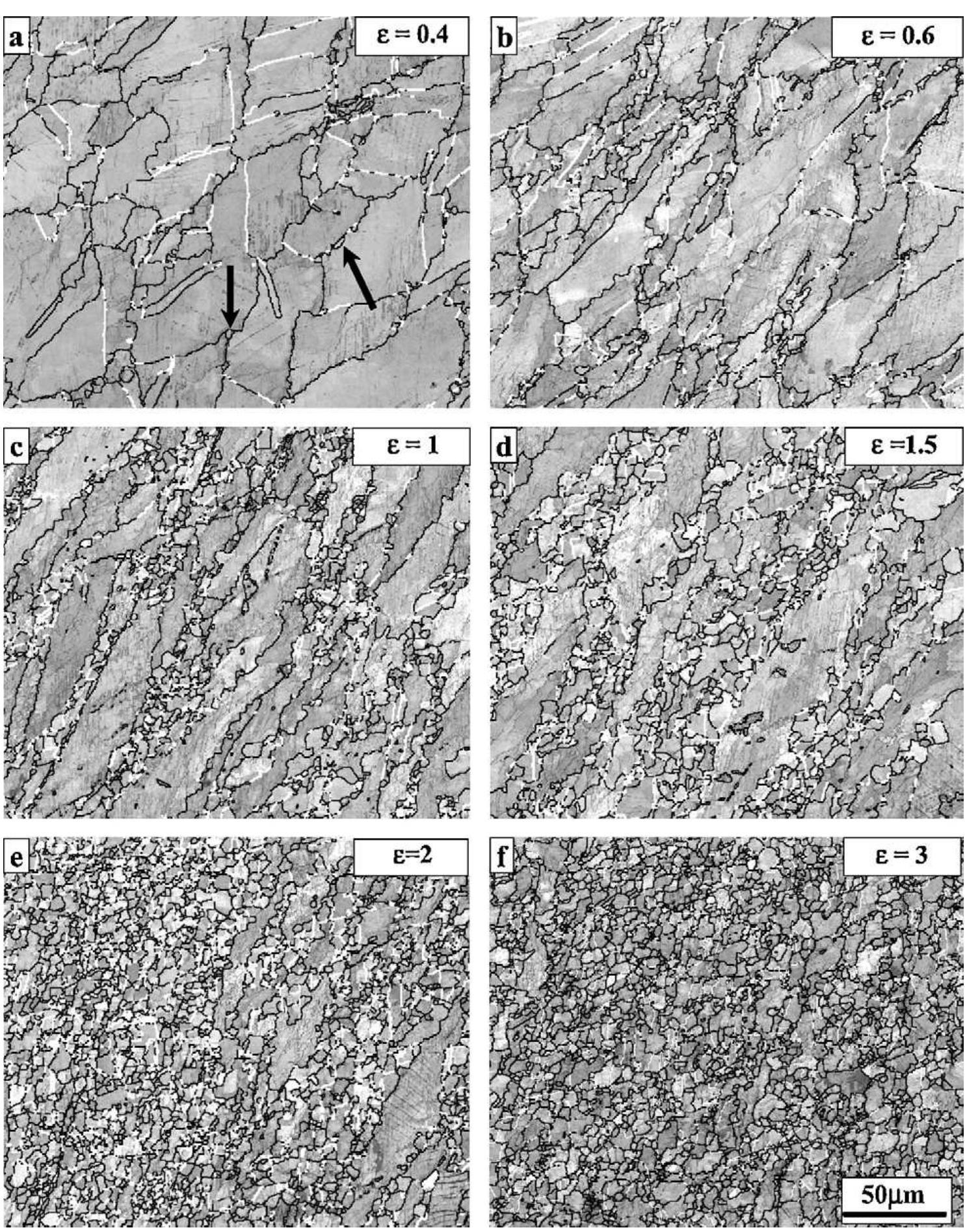 Ebsd maps of samples deformed at 900°c and strain rate of