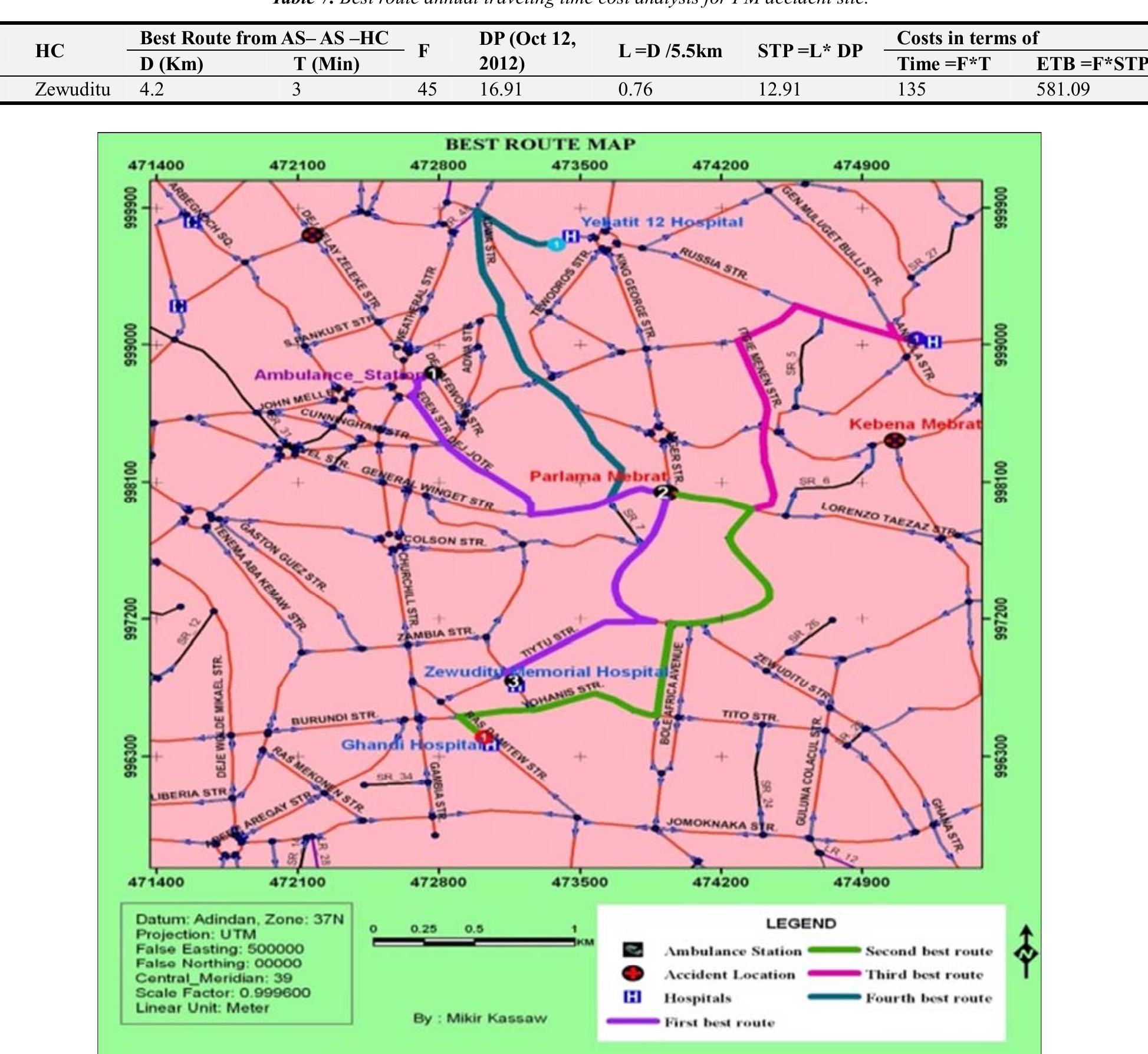 Best route map from ambulance station — pm accident