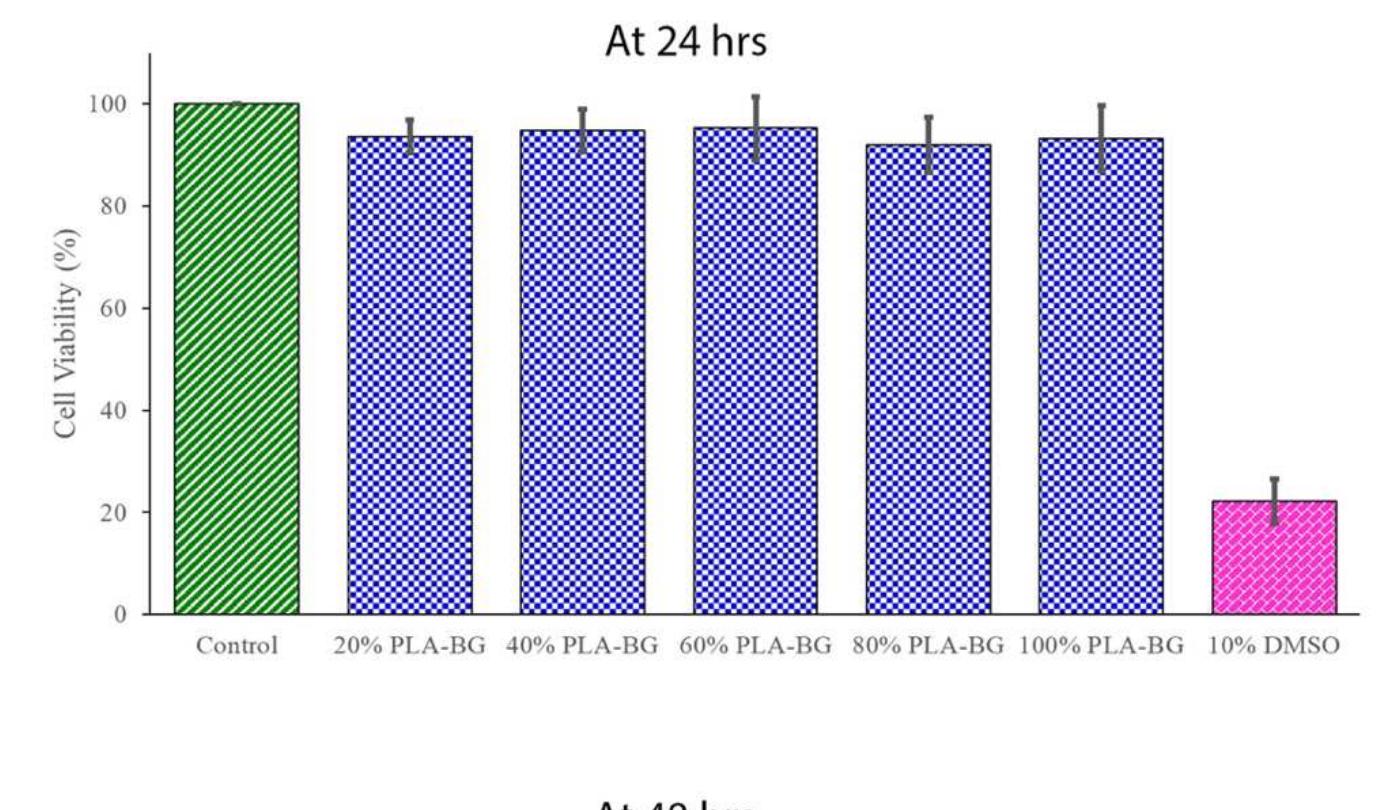 Using an mtt assay for pla-bg was performed at 24, 48, and