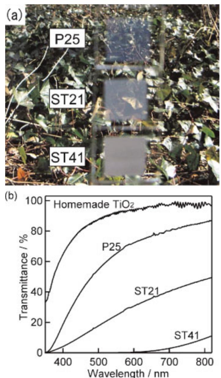 A picture (a) and transmittance spectra (b) of