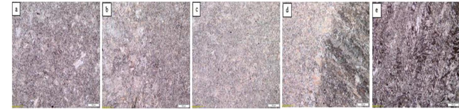The microstructure of the welded p91 sample has distinct