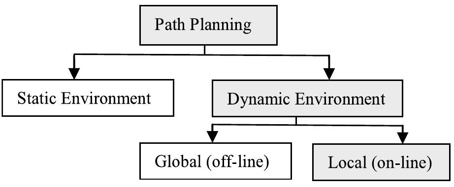 Classification of path planning. (scope is shown in dark.)