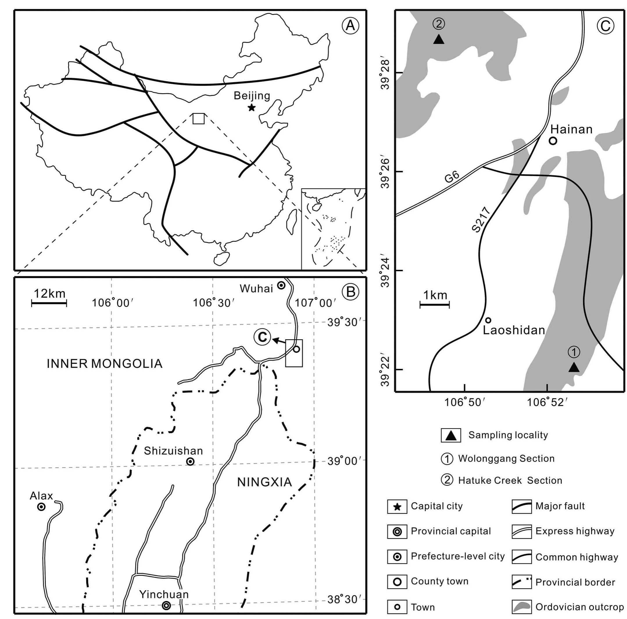 Locality map. (a) index map showing the location of the