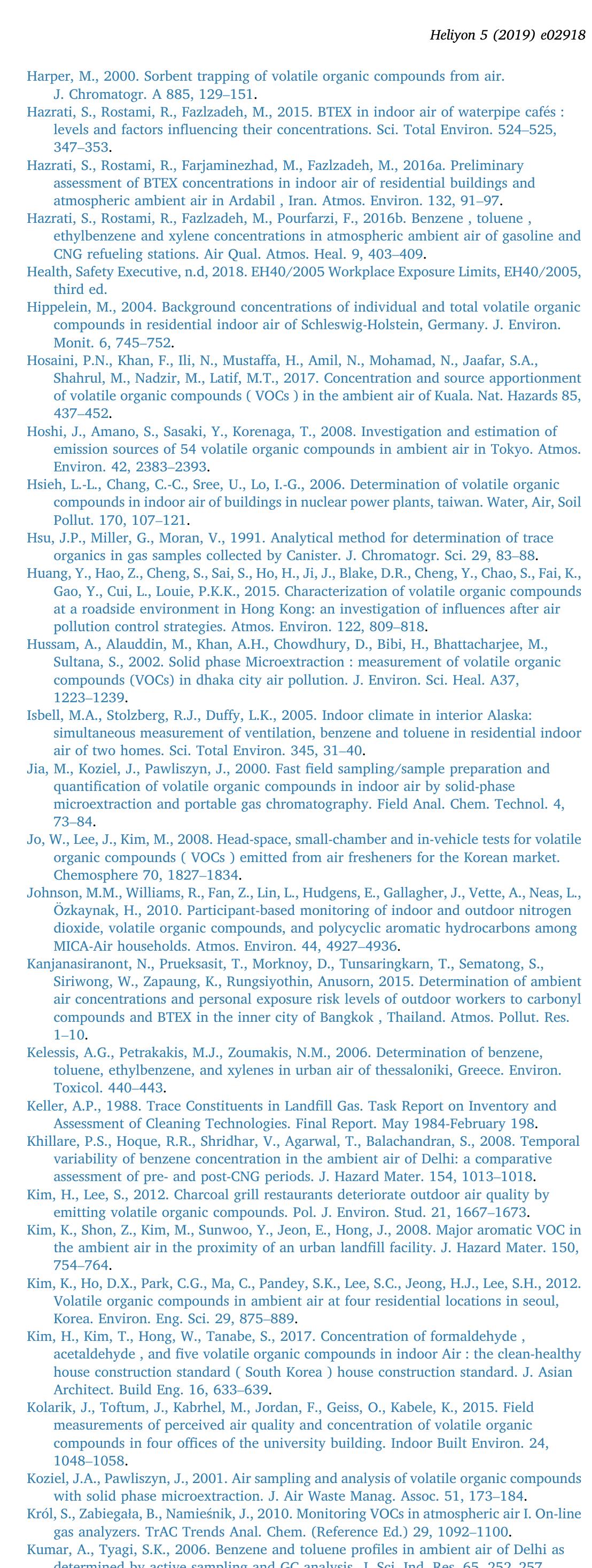 Table 7 - Analysis of benzene air quality standards,