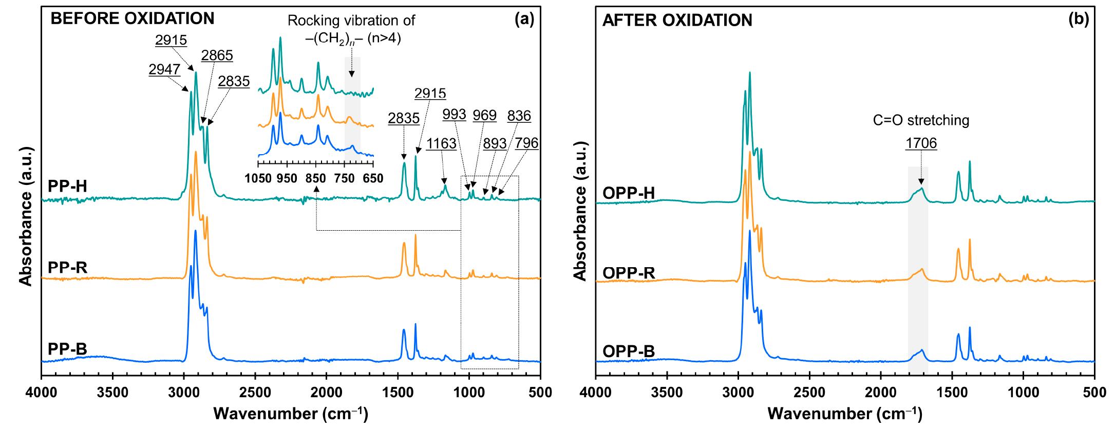 Ftir spectra of pp granules including homopolymer, random