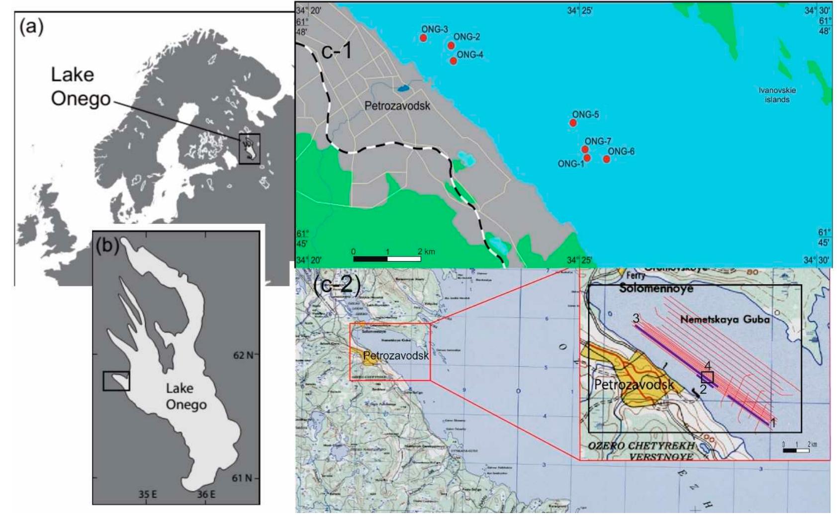 Map of geophysical profiles and geological stations