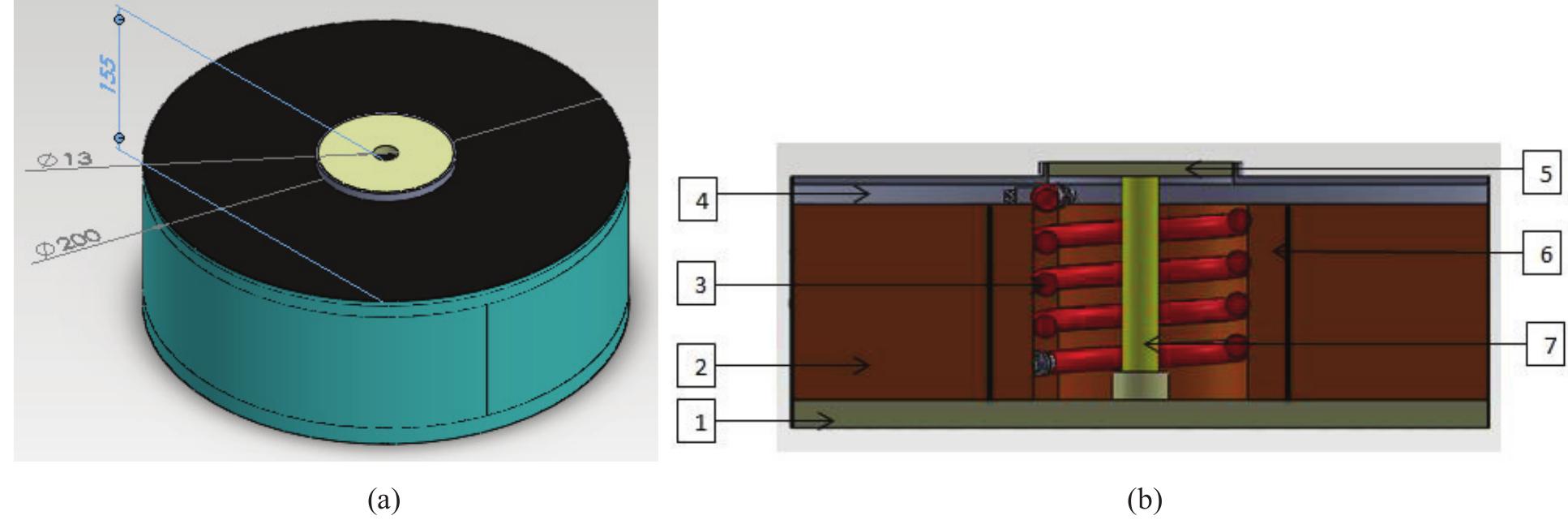 (a) design of heating chamber, (b) heating chamber detail