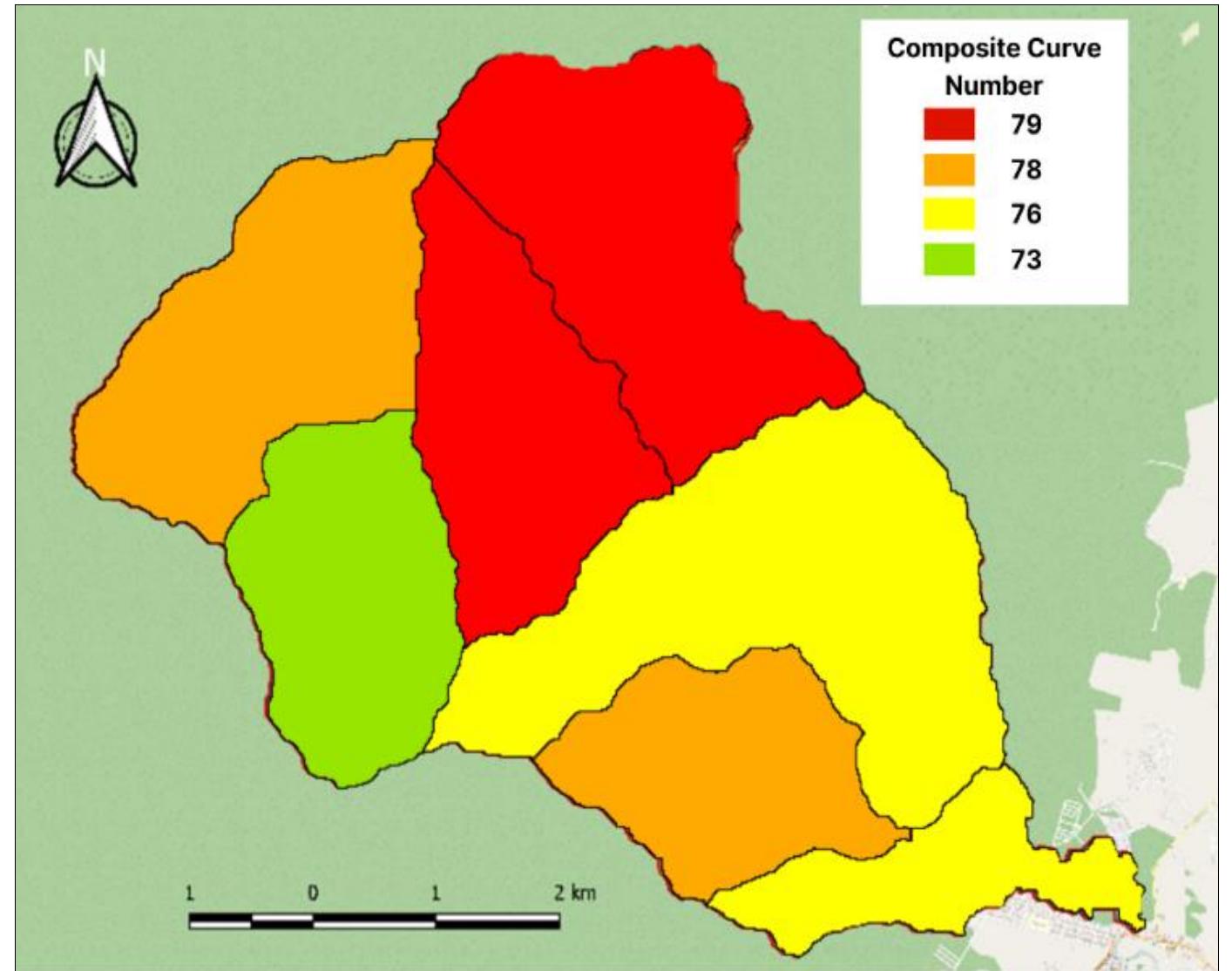 The composite curve number map the composite curve number