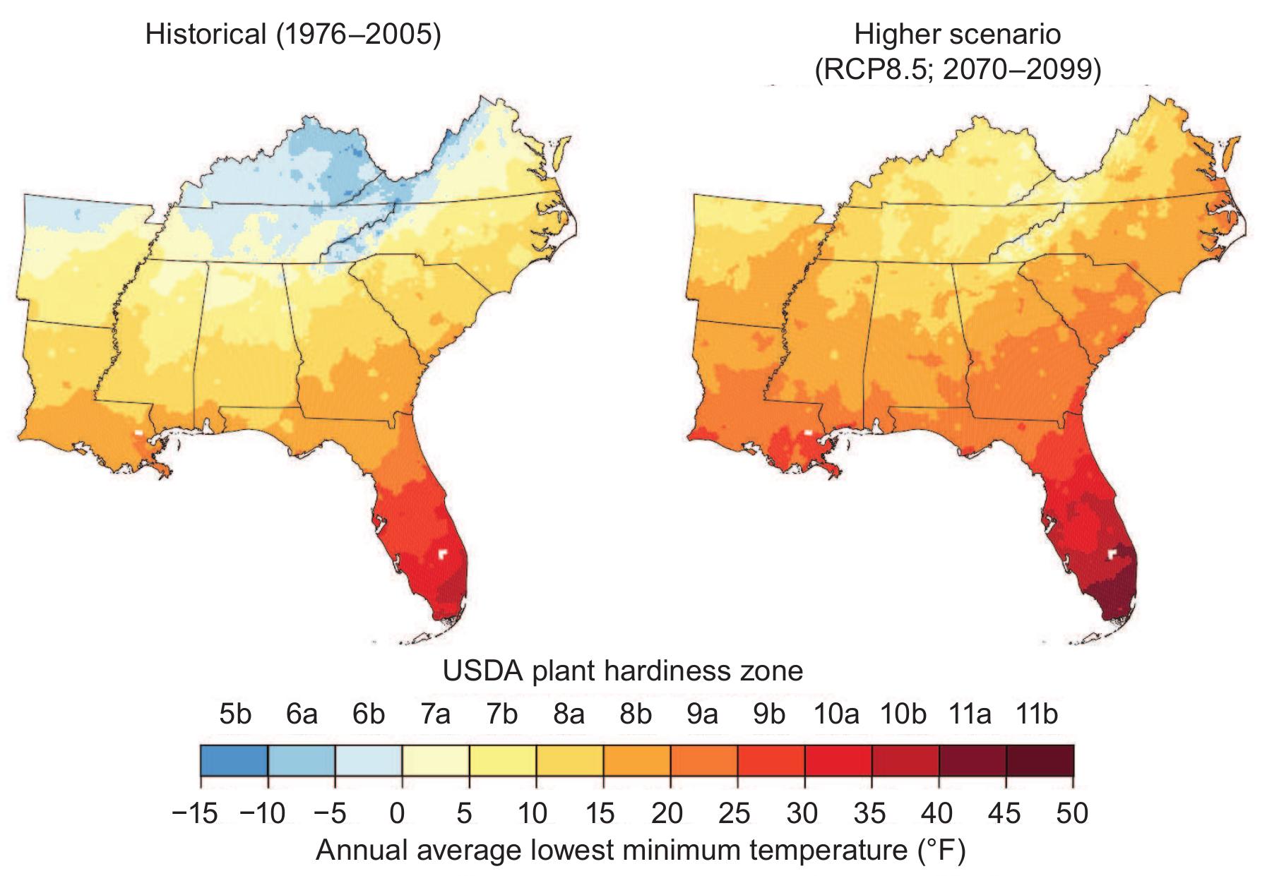 Shifts in plant hardiness zones, reproduced from u.s. global