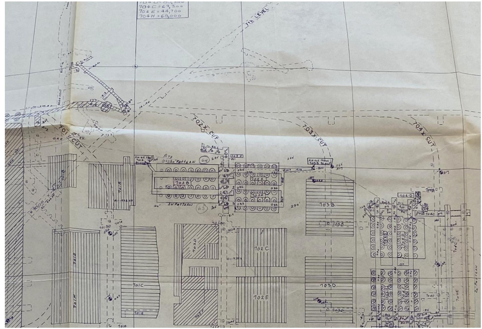 Detail of the map in figure 1, showing the 7th level; 701,