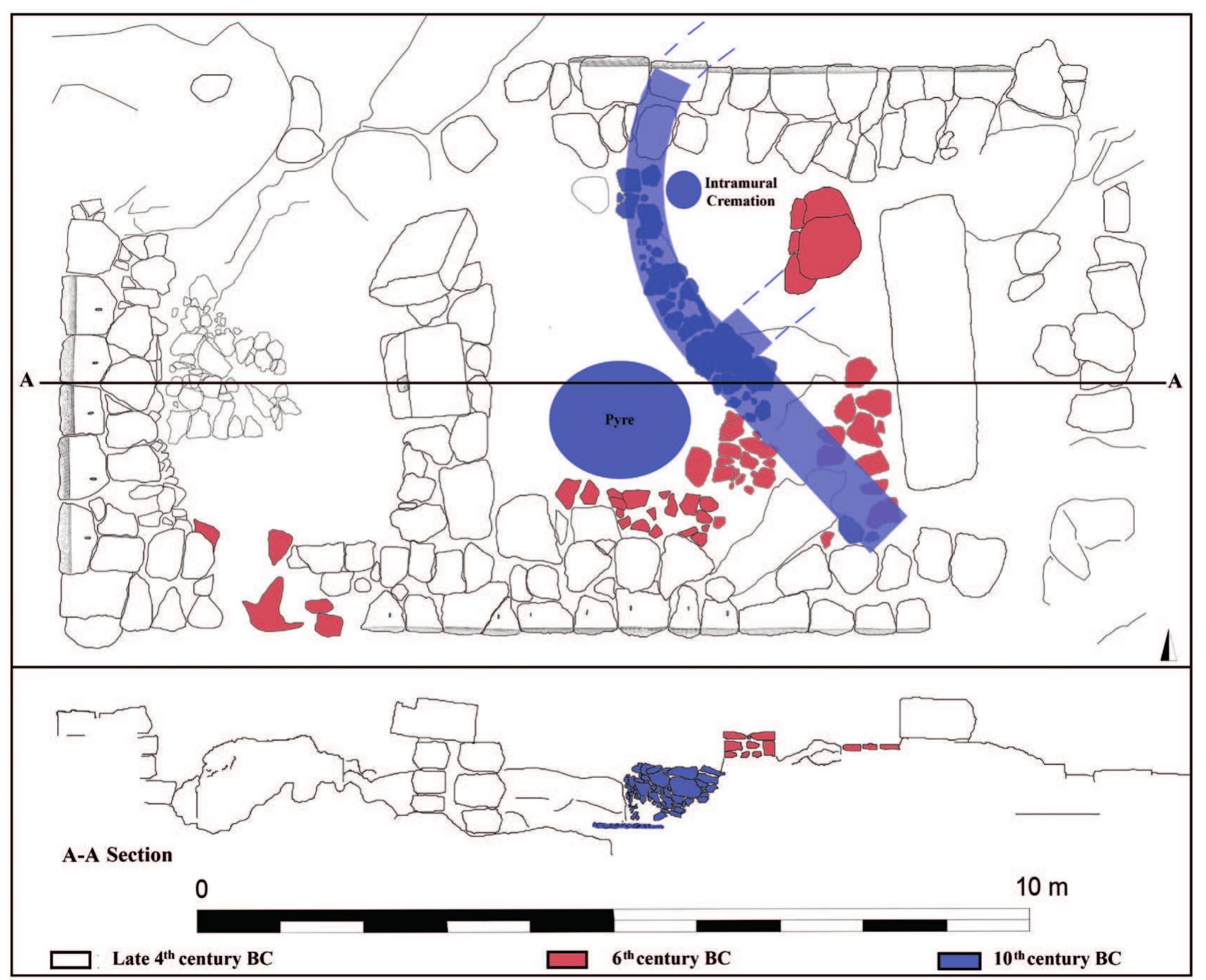 The layout and the section of the apsidal building.