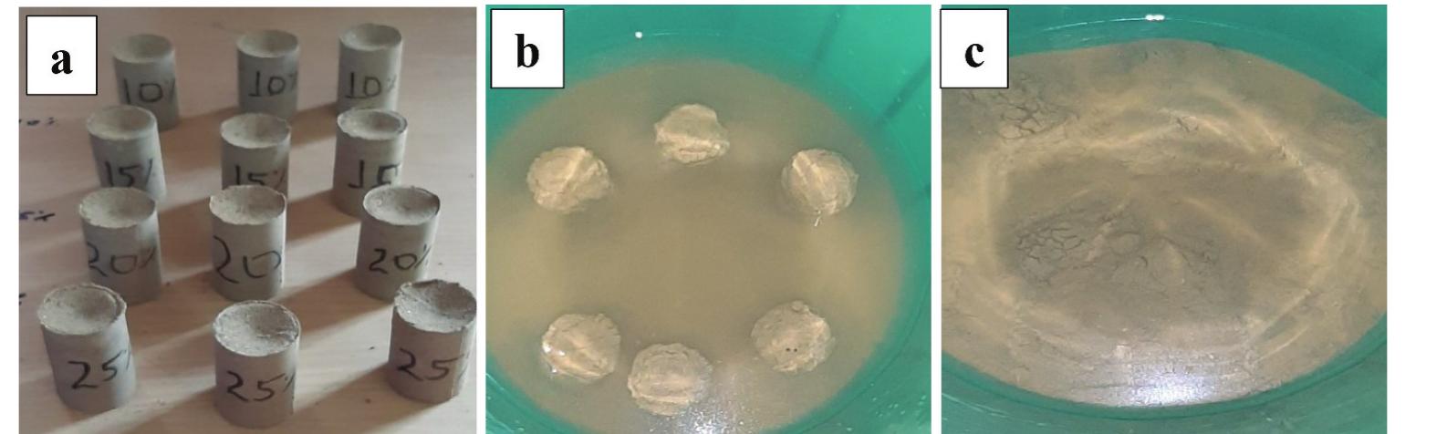 Typical figure showing the bentonite stabilised sand samples