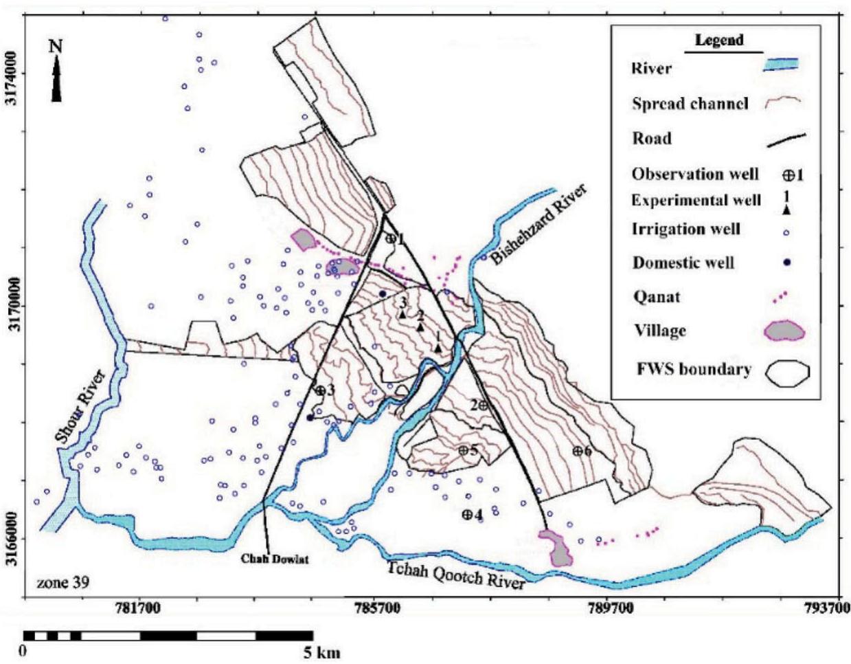 Detailed map of floodwater spreading (fws) systems,