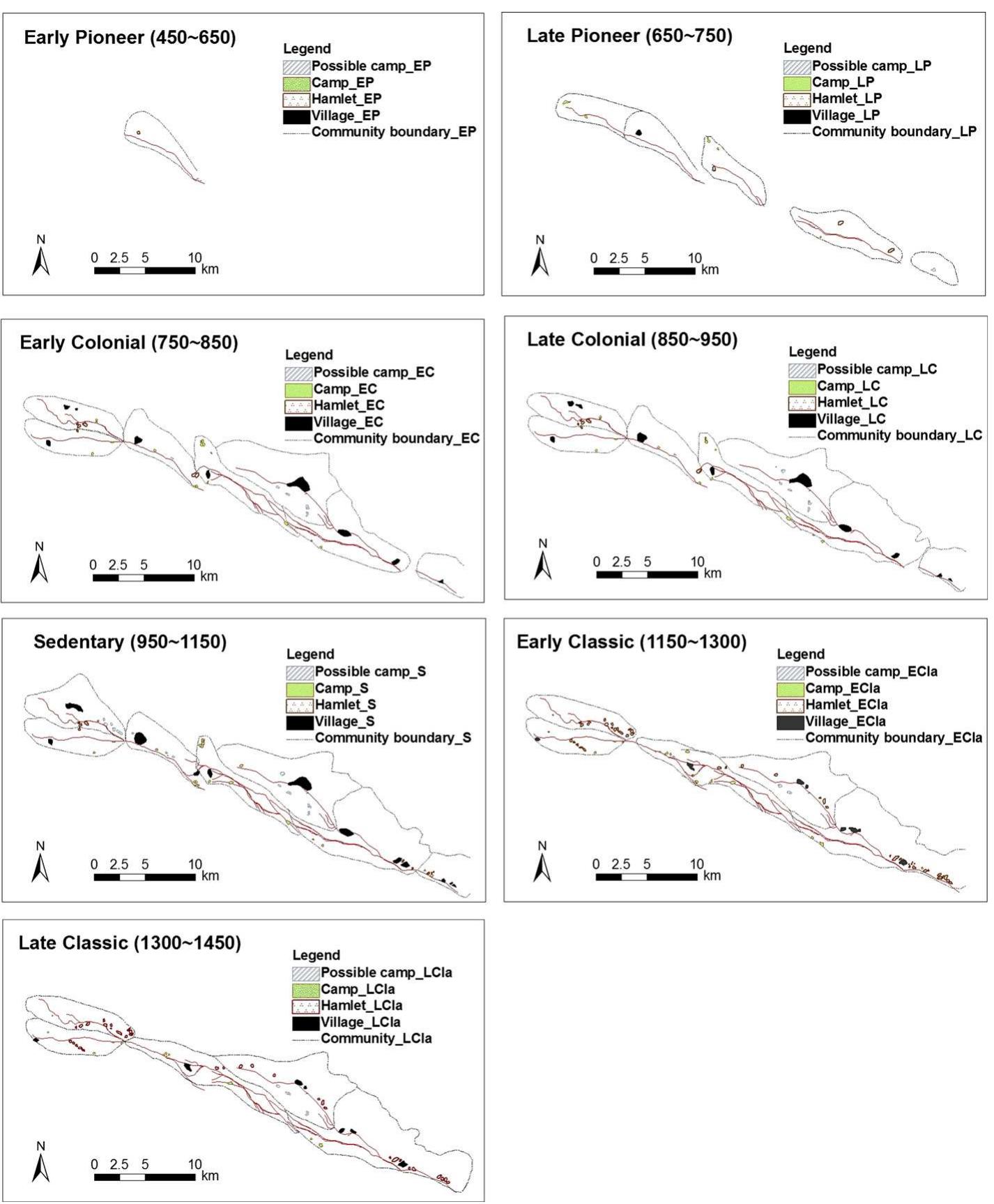 Maps of canals and settlements development (extracted from