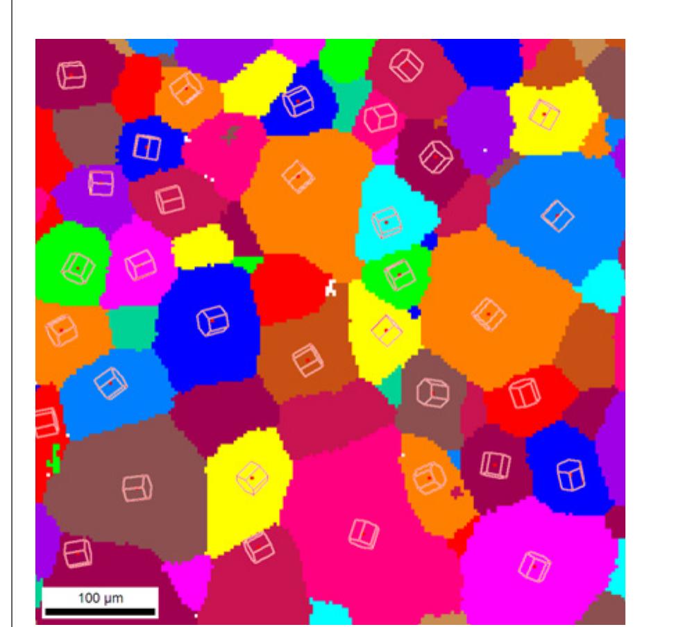 Unique grain colour map of titanium in ebsd wherein
