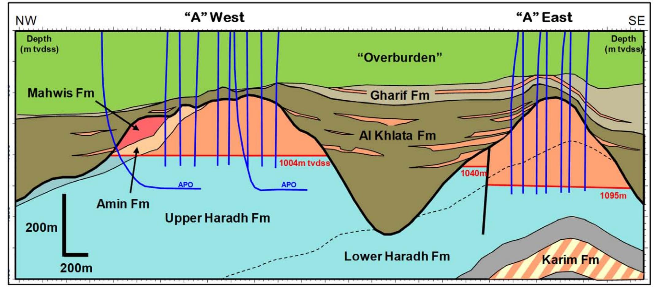 —schematic geological cross section of the "a" field. the