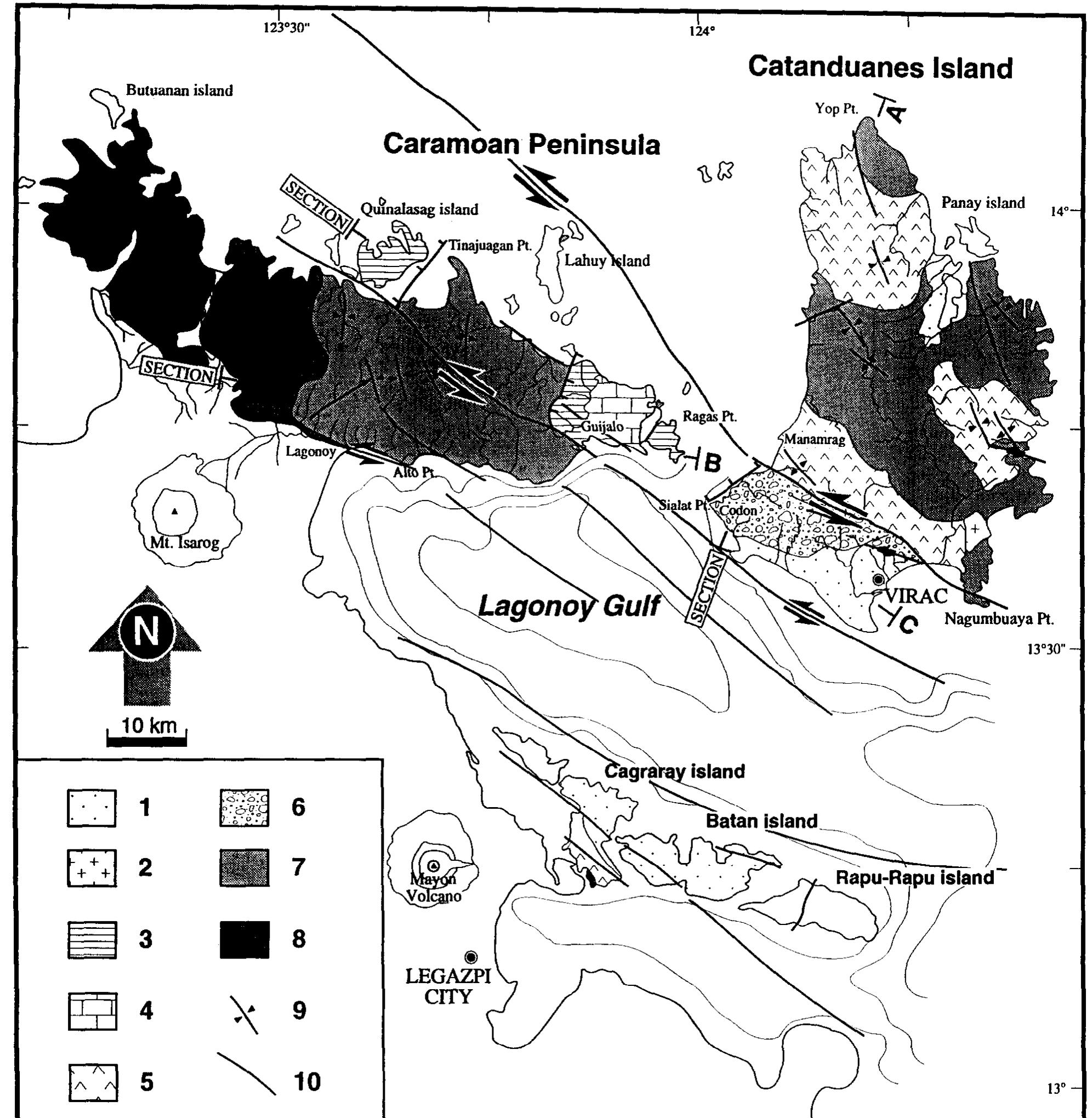 Structural map of southeastern luzon and location of cross