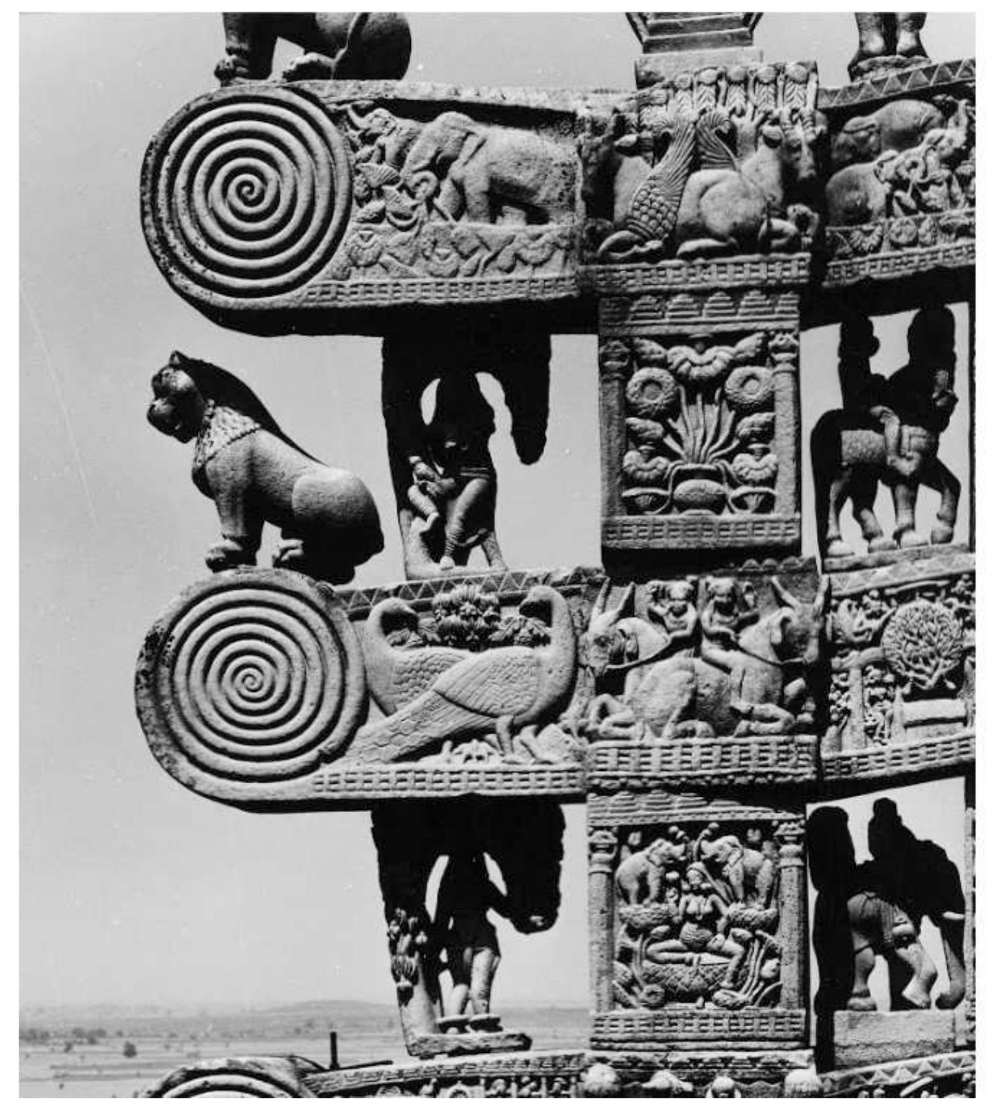 Goddess gajalakshmi at the torana of sanchi buddhist stupa,