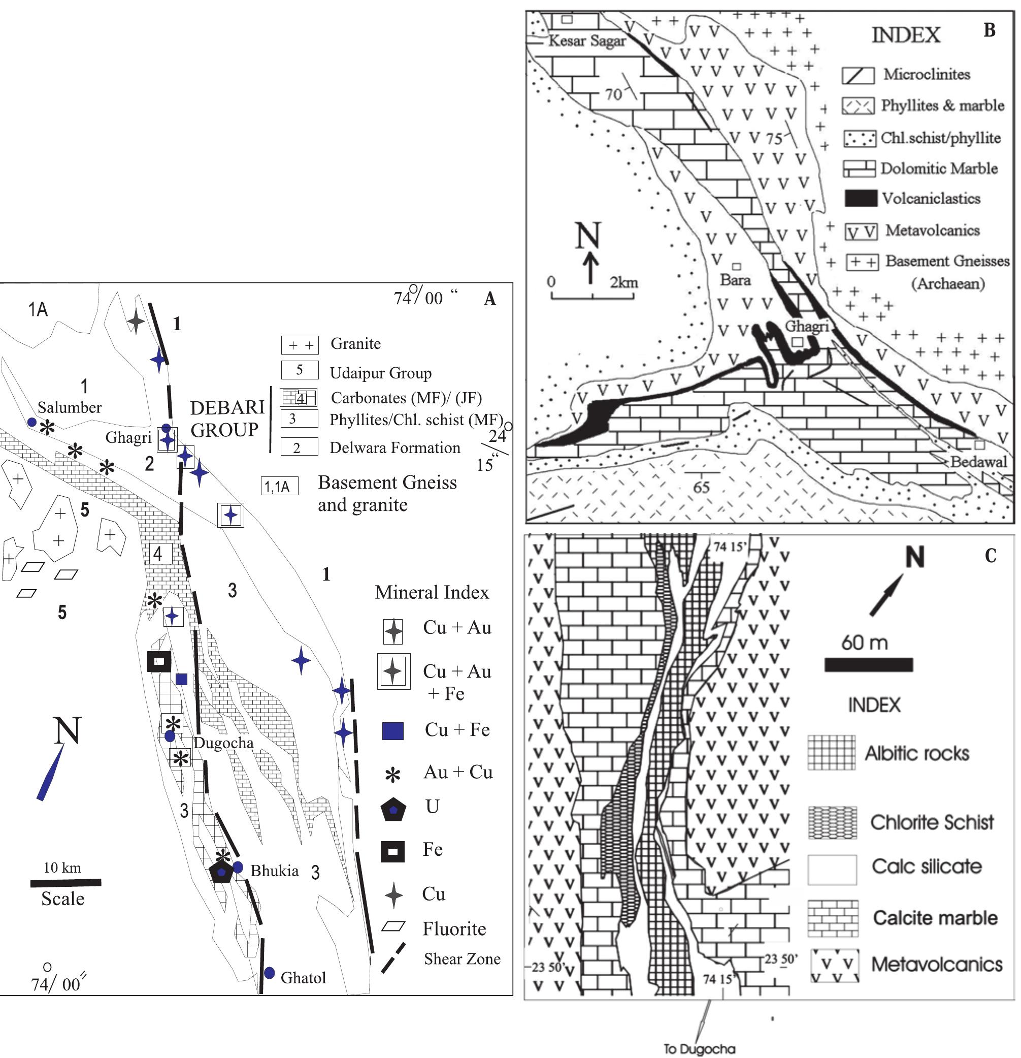 (a) geological and mineral map of salumber-ghatol belt