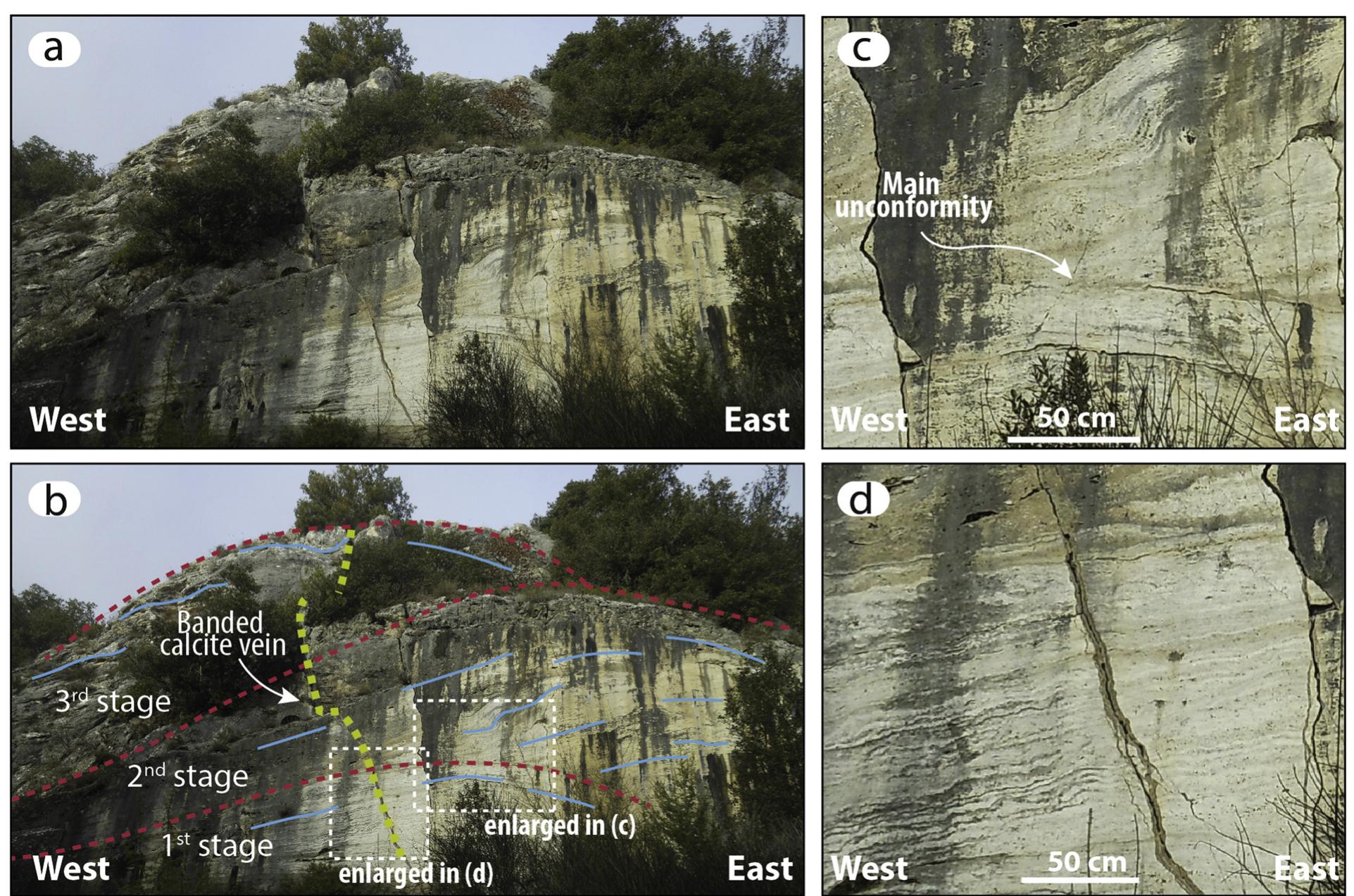 Photographs of the saw-cut wall illustrating the inner part