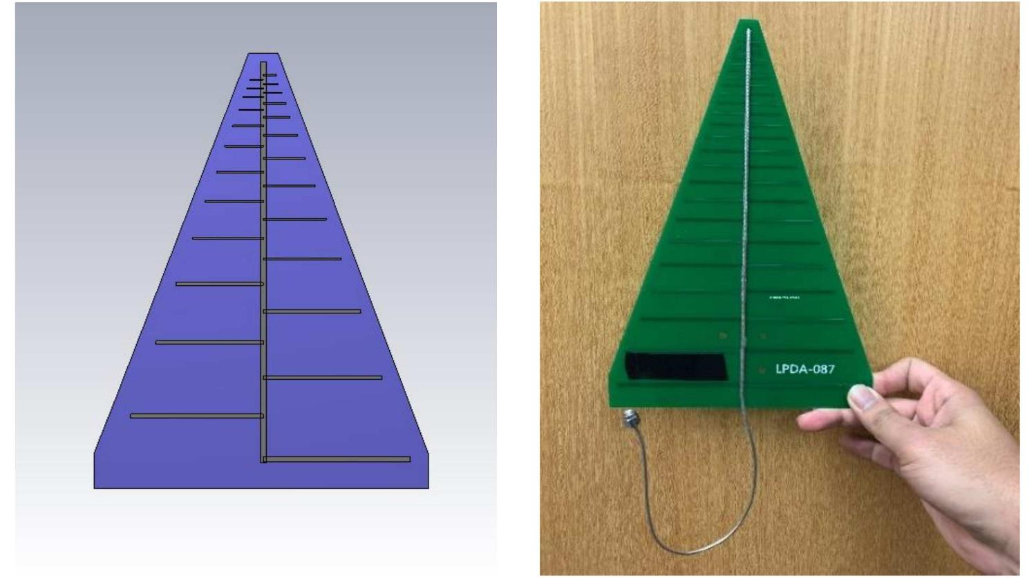 Cst model (left) and fabricated model (right) of the
