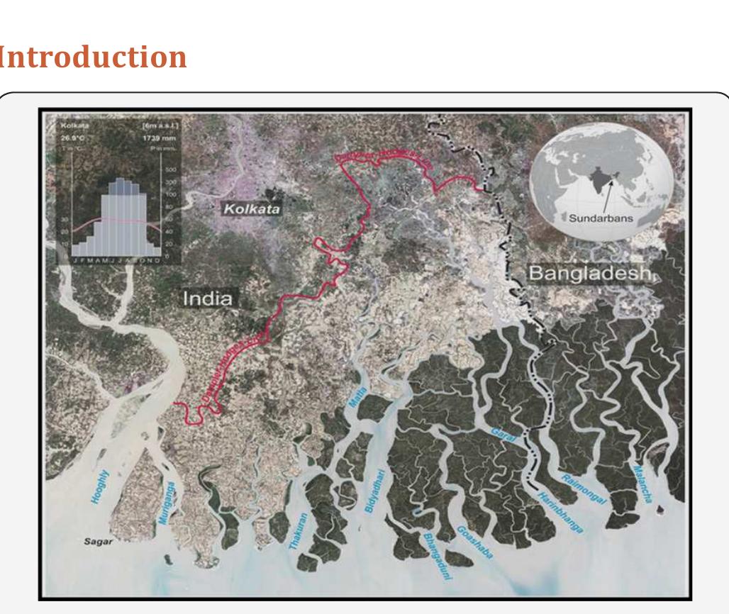Map of indian sundarbans with major estuaries.
