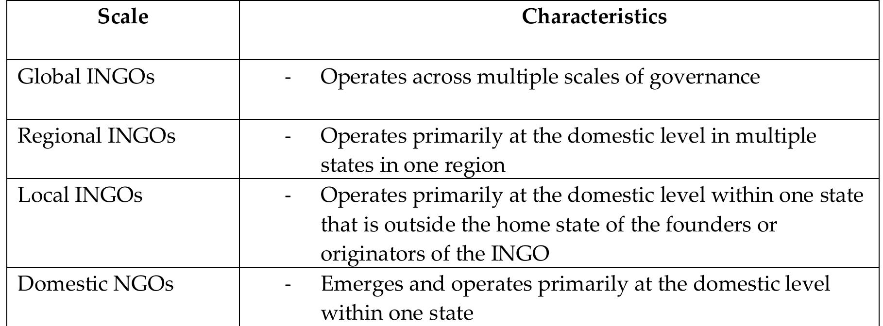; differentiating ngos by scale of operation