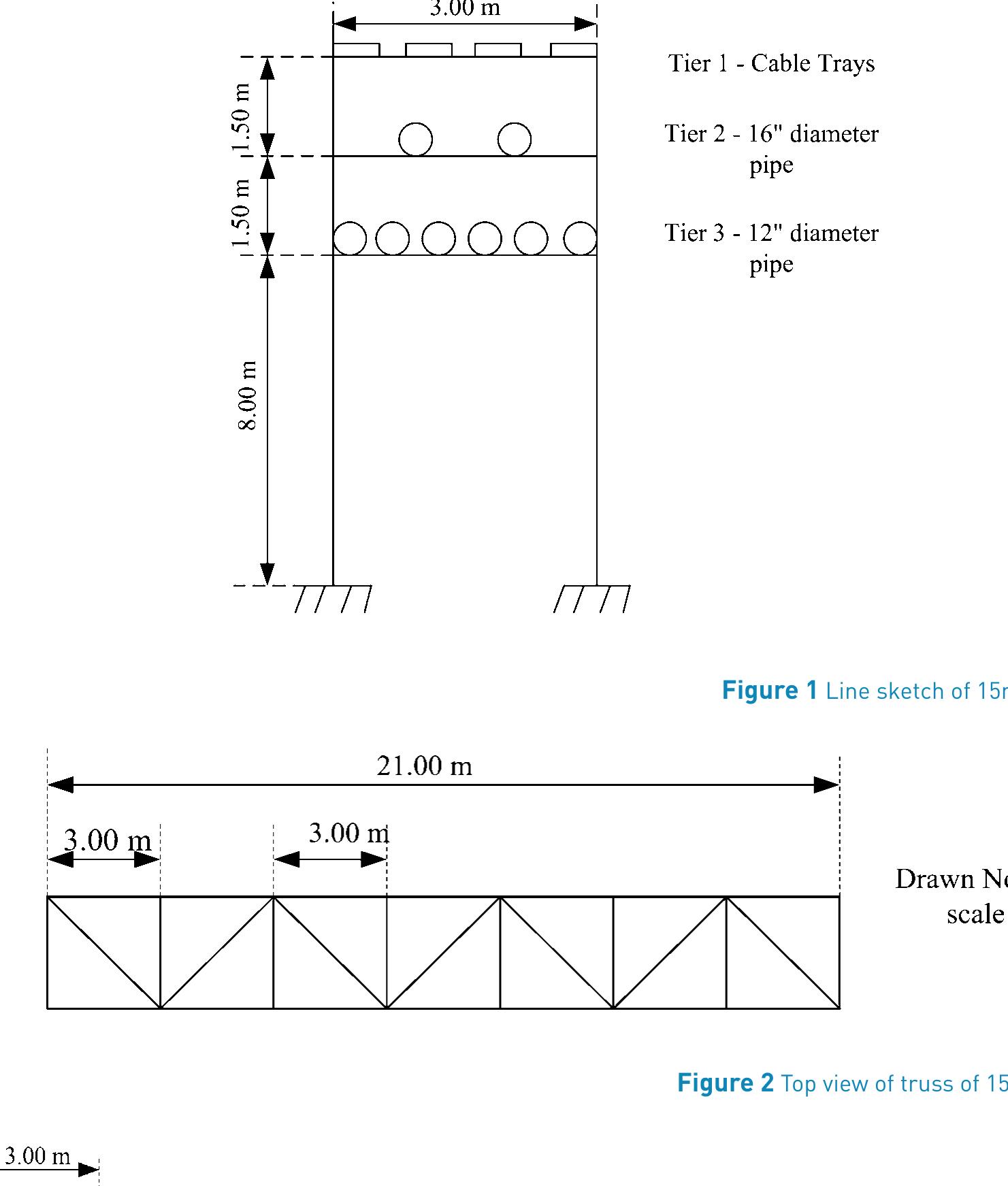 Left, right side and front view of 15m truss configuration