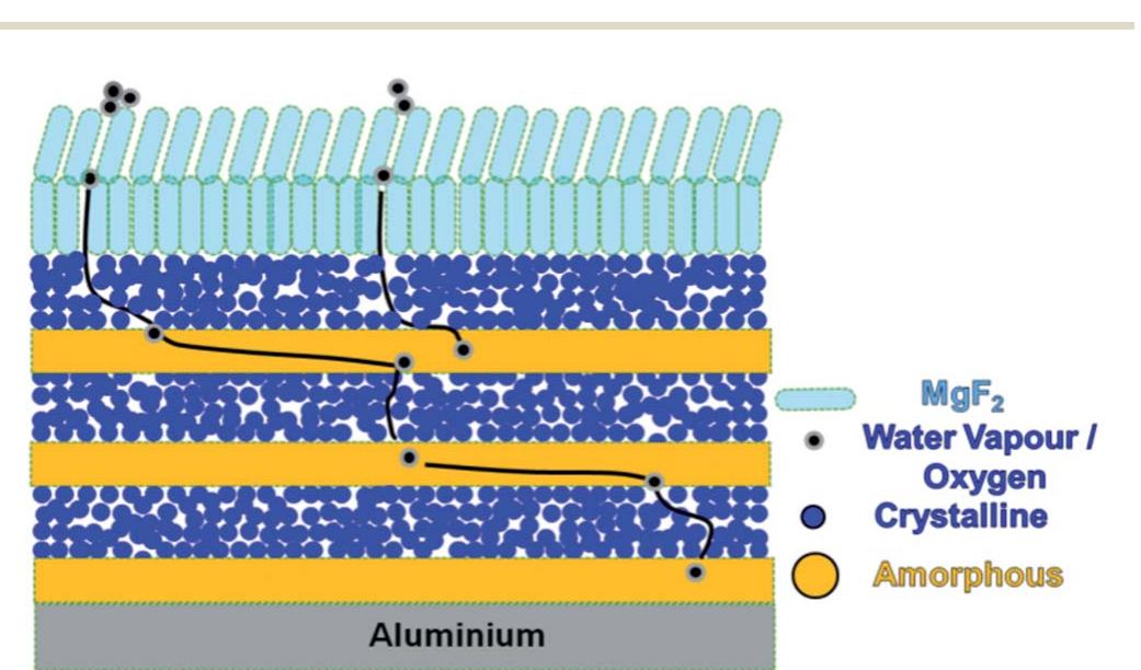 Schematic diagram showing the permeation of water vapour or