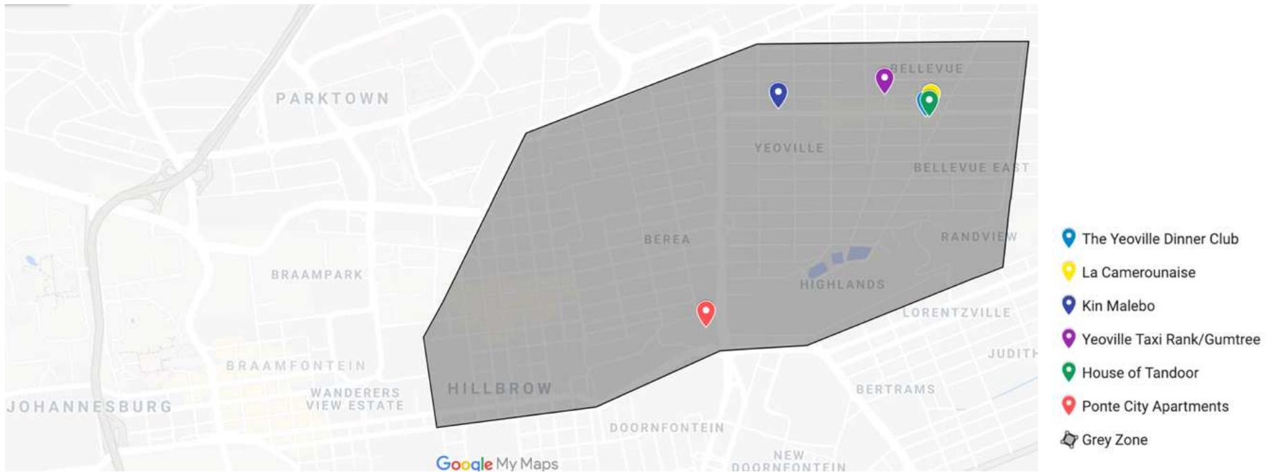 Map of the “grey zone” and landmarks discussed. map created