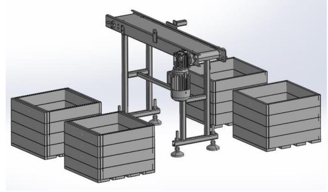 Front view of sorting mechanism