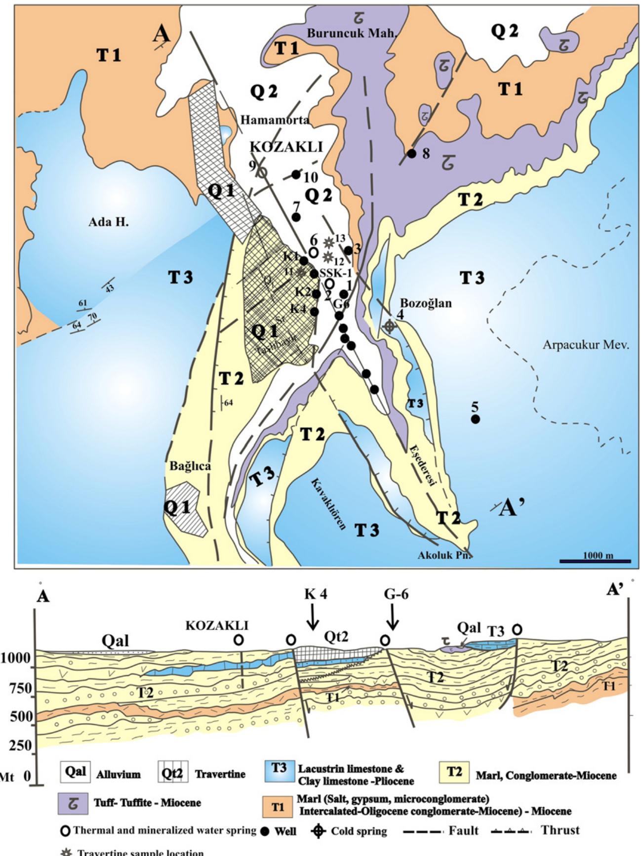 Sample location and gelogical map of the study. a