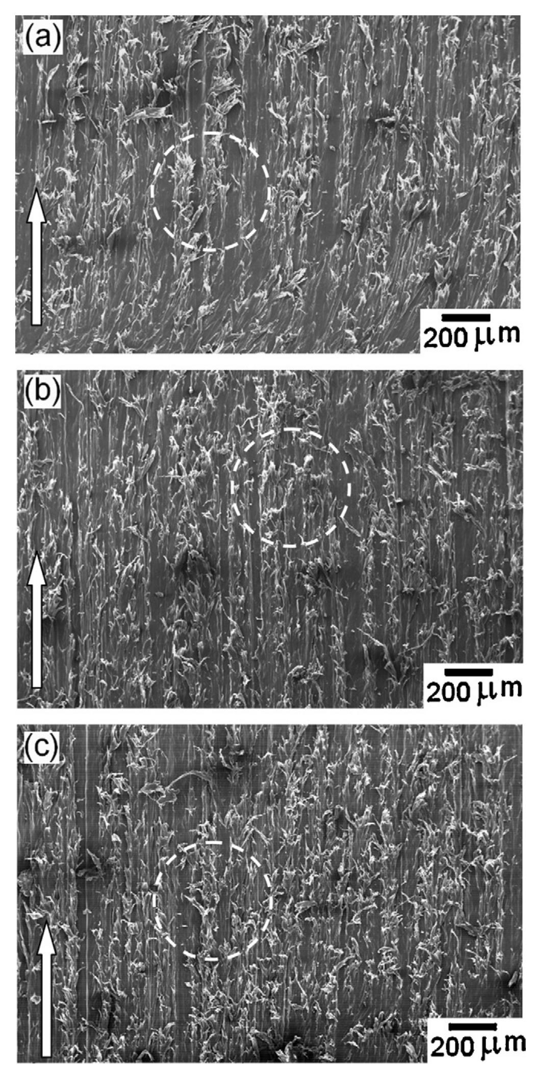 Sem images of wear surfaces of hdpe and hdpe/uhmwpe blends:
