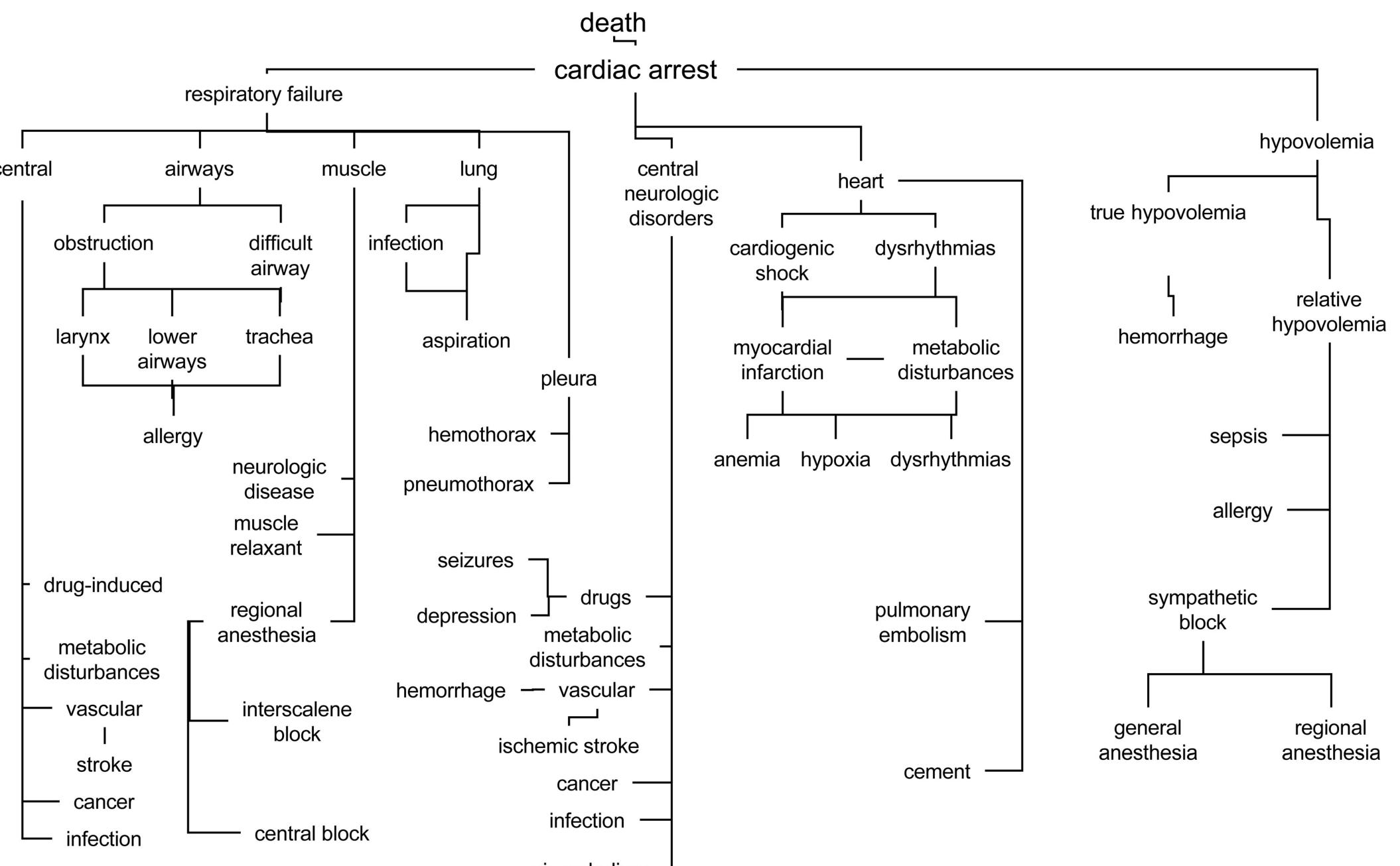 Pathophysiologic description (“tree”) of main events leading
