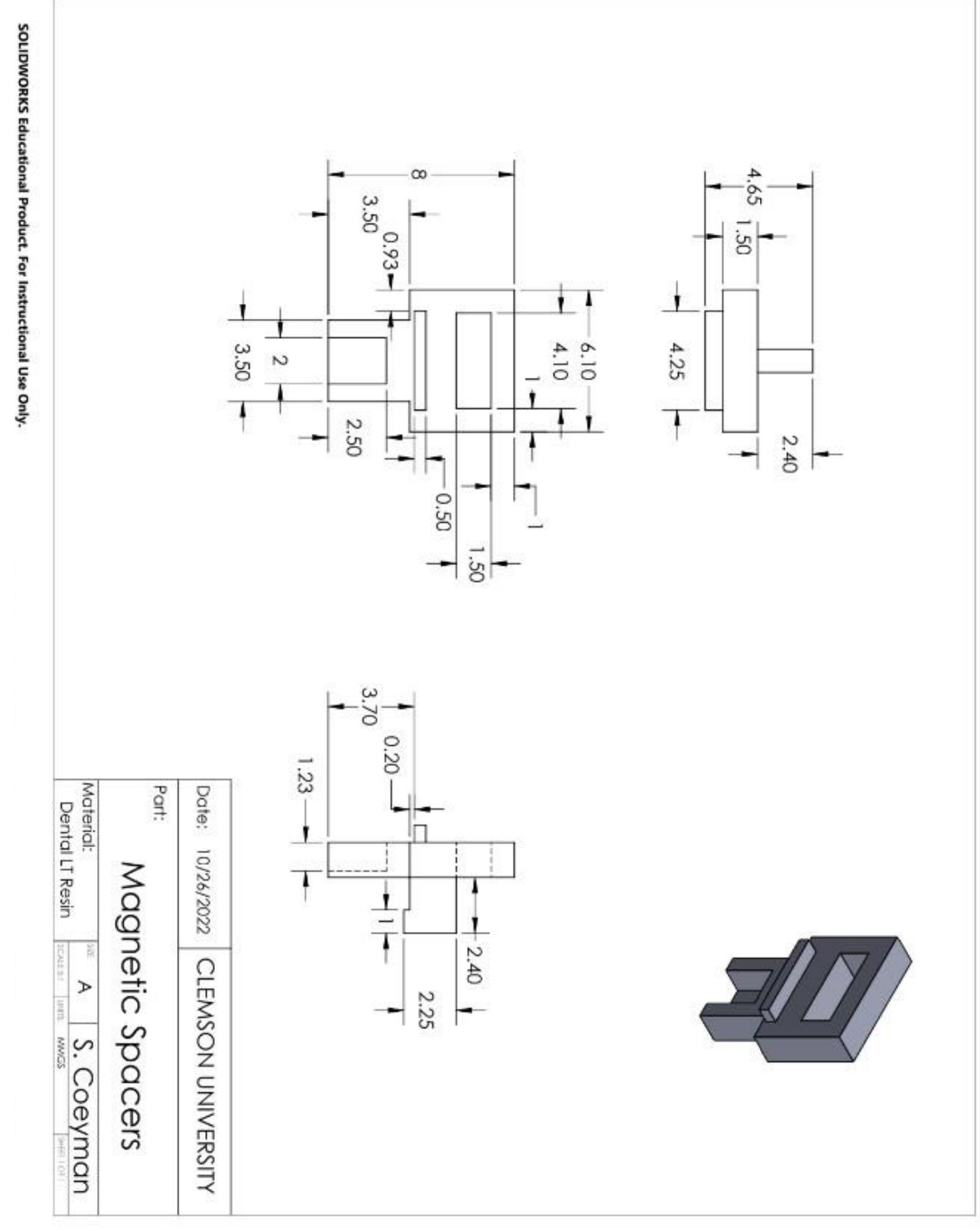 A-8: magnetic platform spacer drawing. dimensions for the