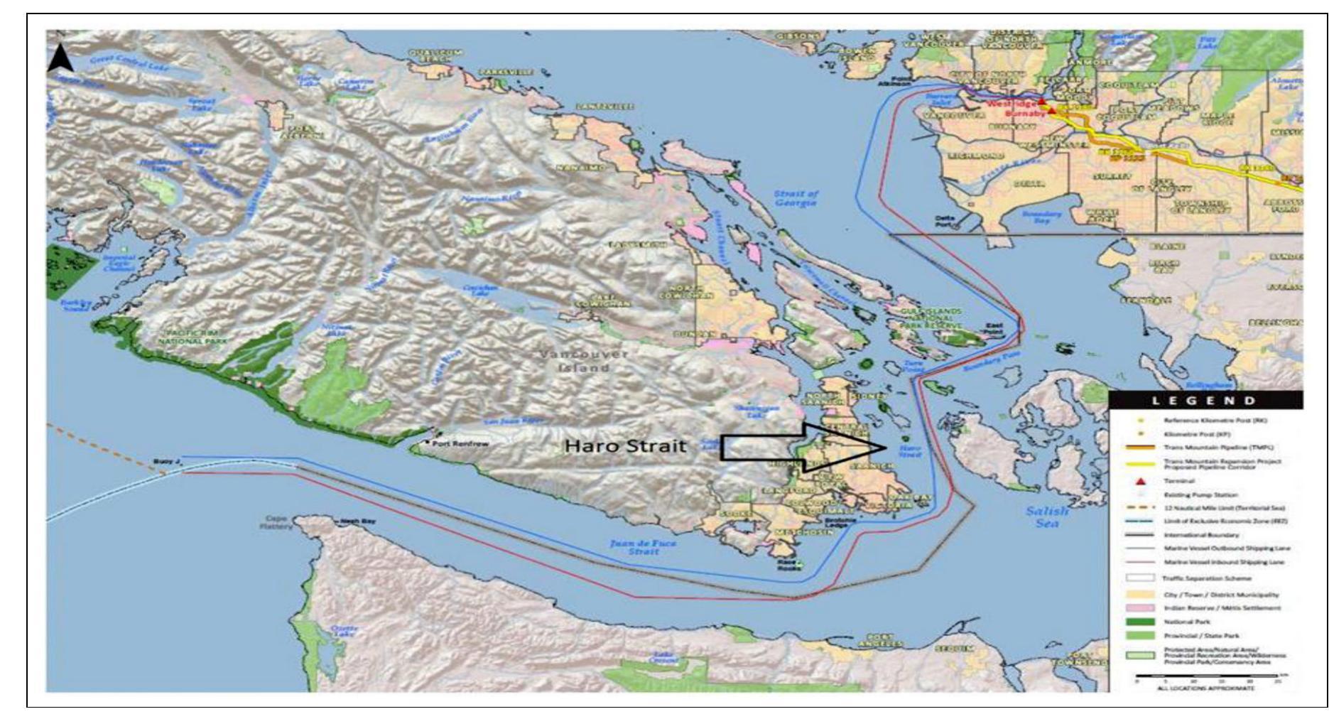Map of the tmp’s shipping lanes (inbound and outbound).