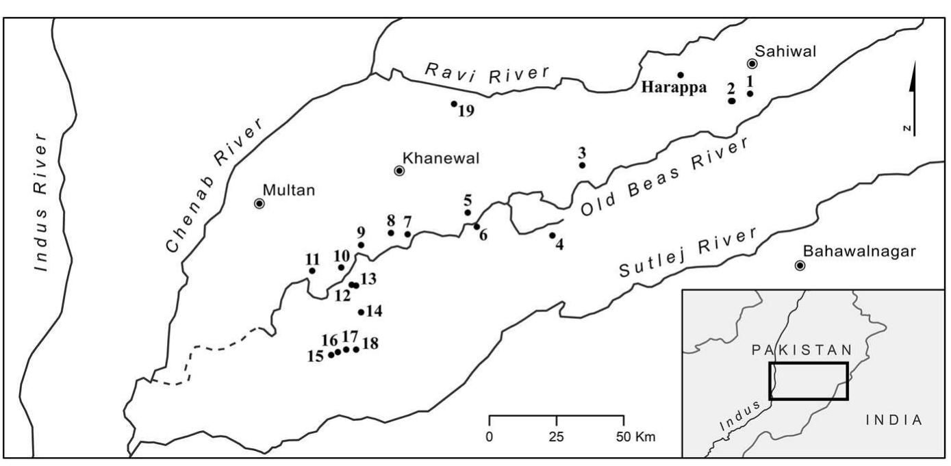 Map of the study area, showing the location of indus-era