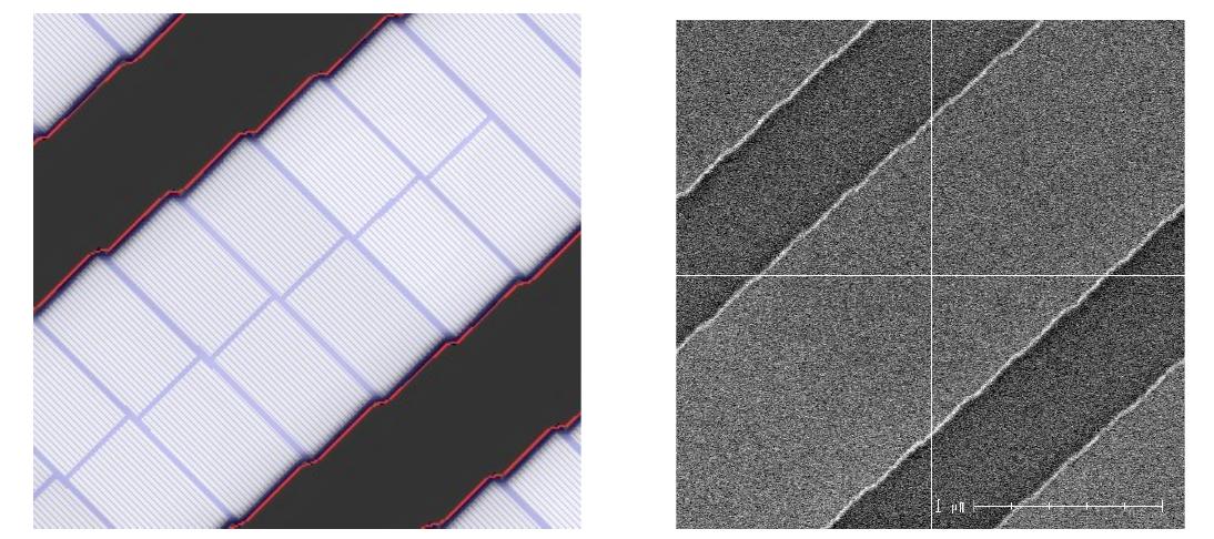 Simulation inside inscale for line edge comparison to sem in
