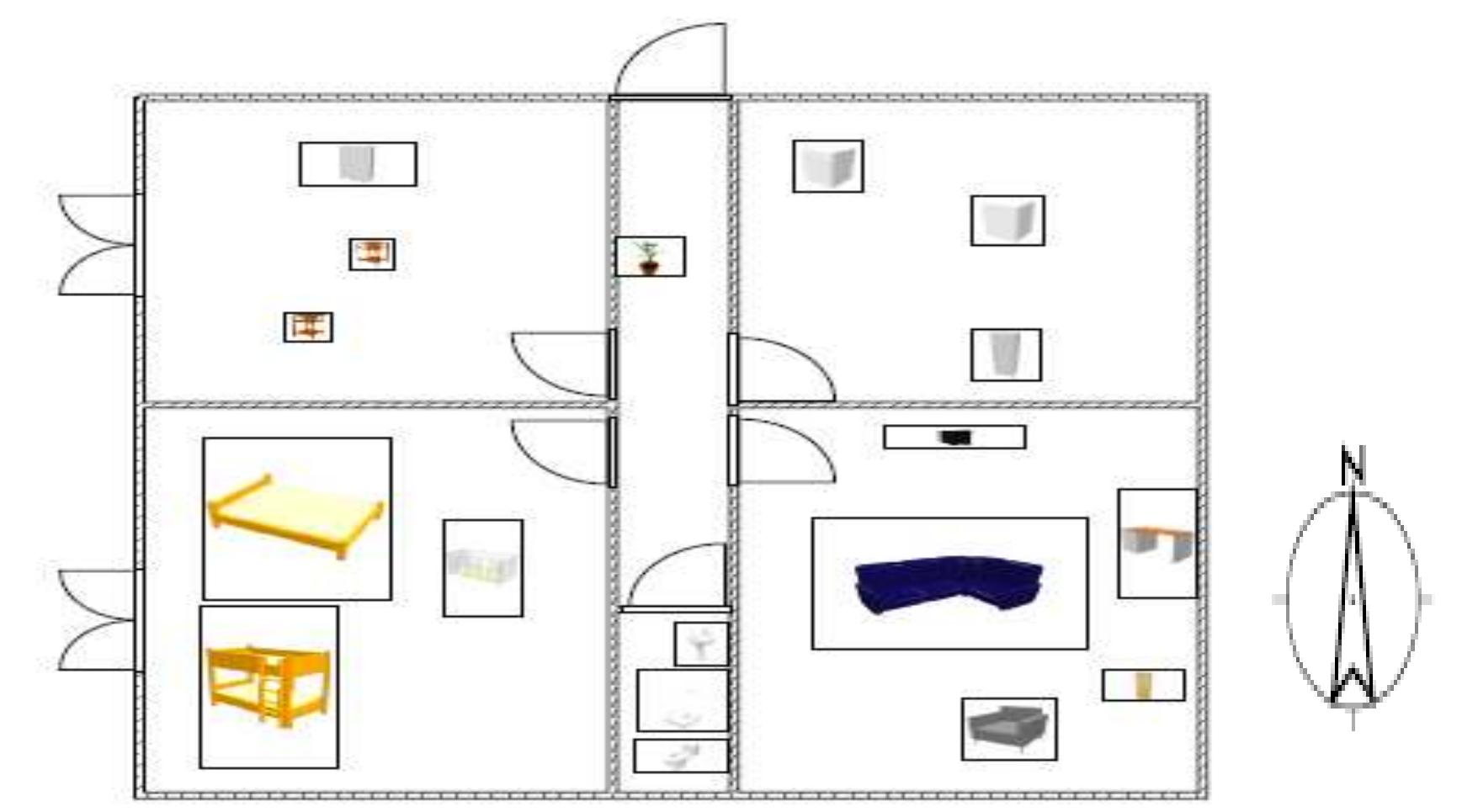 Plan of the prototype building the area of building is 104