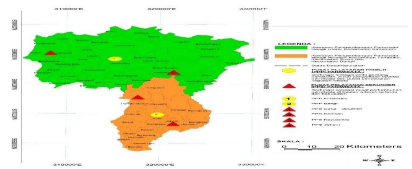 The map of bangli regency tourism region structure plan for