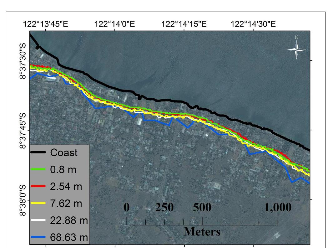 | comparison of modeled tsunami inundation depth for anuga