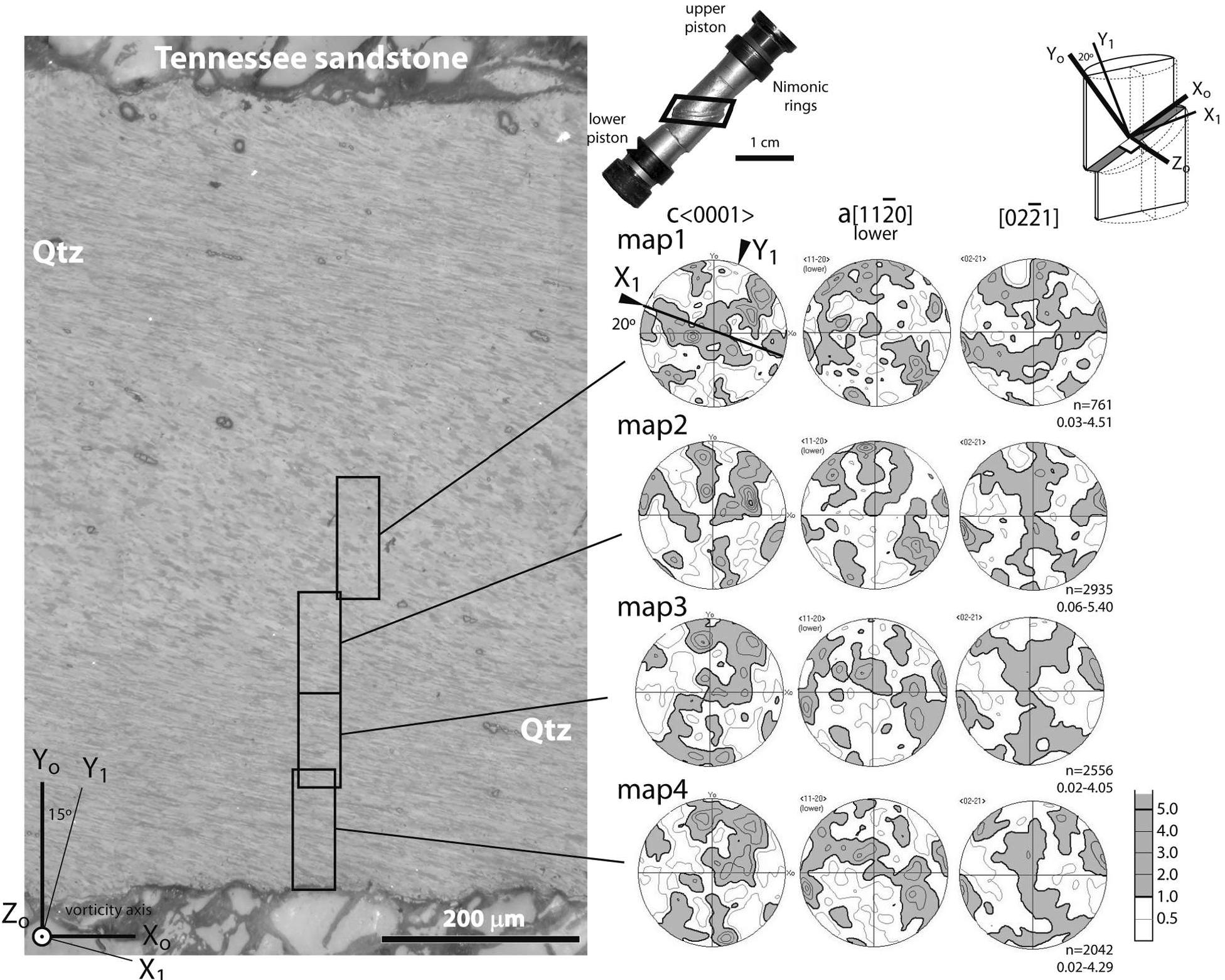 Micrograph of a solnhofen limestone sample deformed in